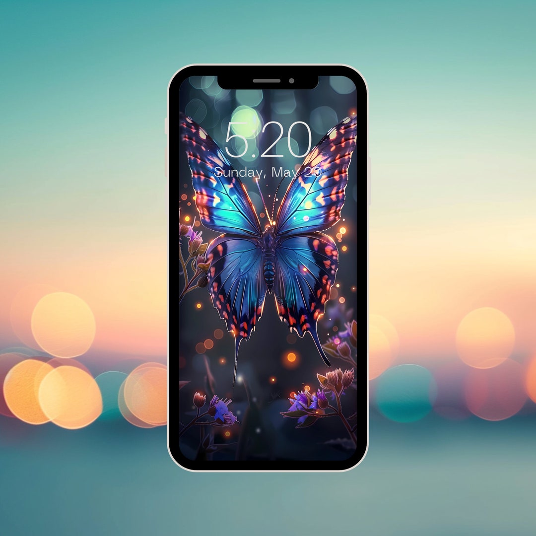 Aesthetic 3D Phone Wallpaper Png, Boho Mobile Wallpaper, Butterfly ...
