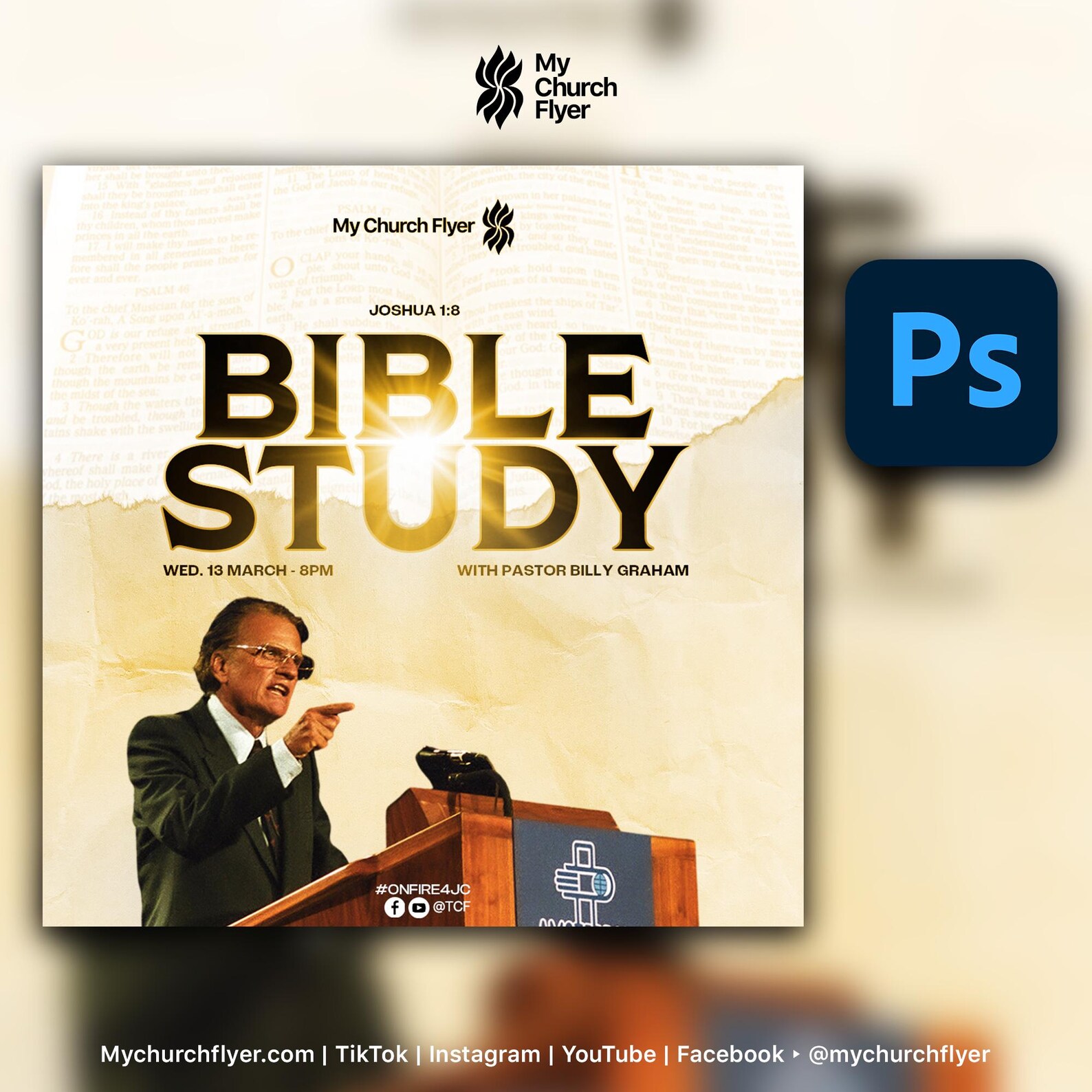 Digital Photoshop Church Flyer Template Editable Template for Worship ...