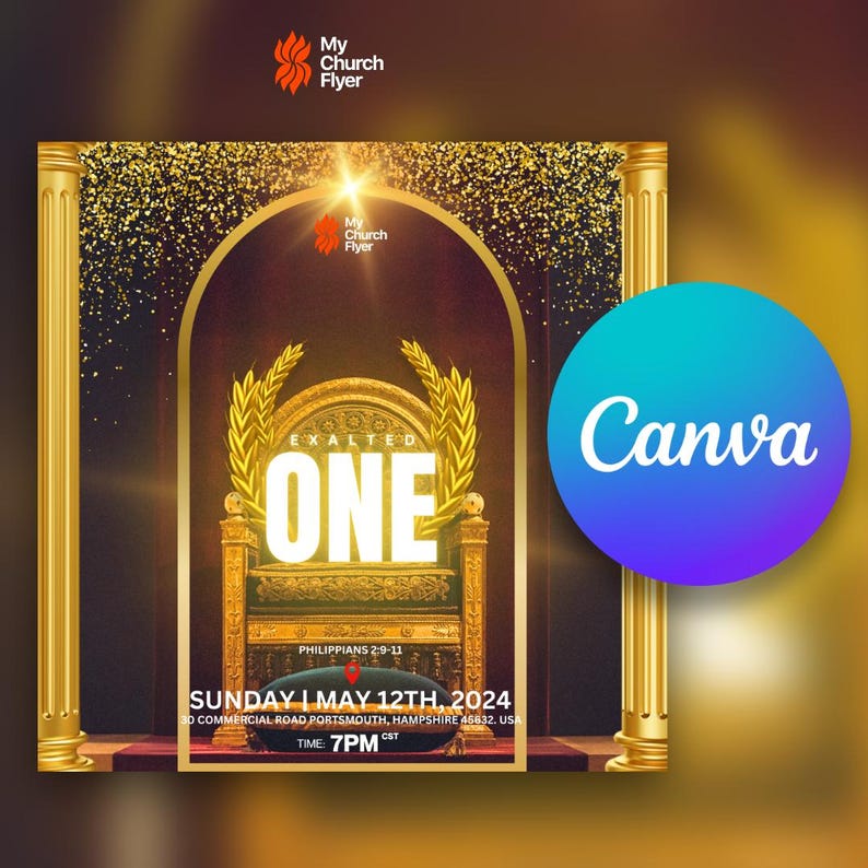 Canva Church Flyer Template – Editable Digital Template for Sermons ...