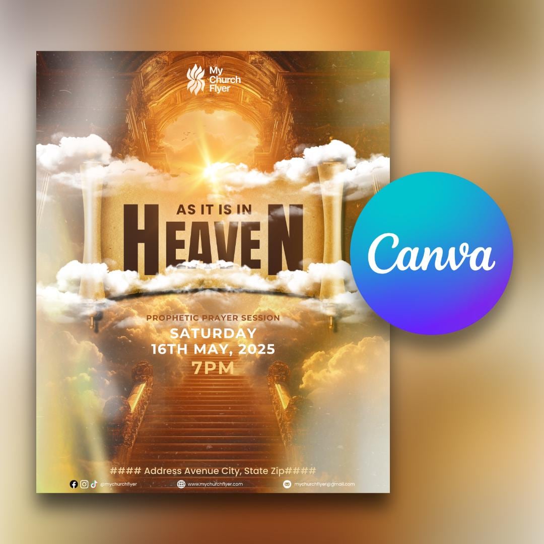 Editable Church Event Flyer Template: Prayer, Sermon, Service With ...