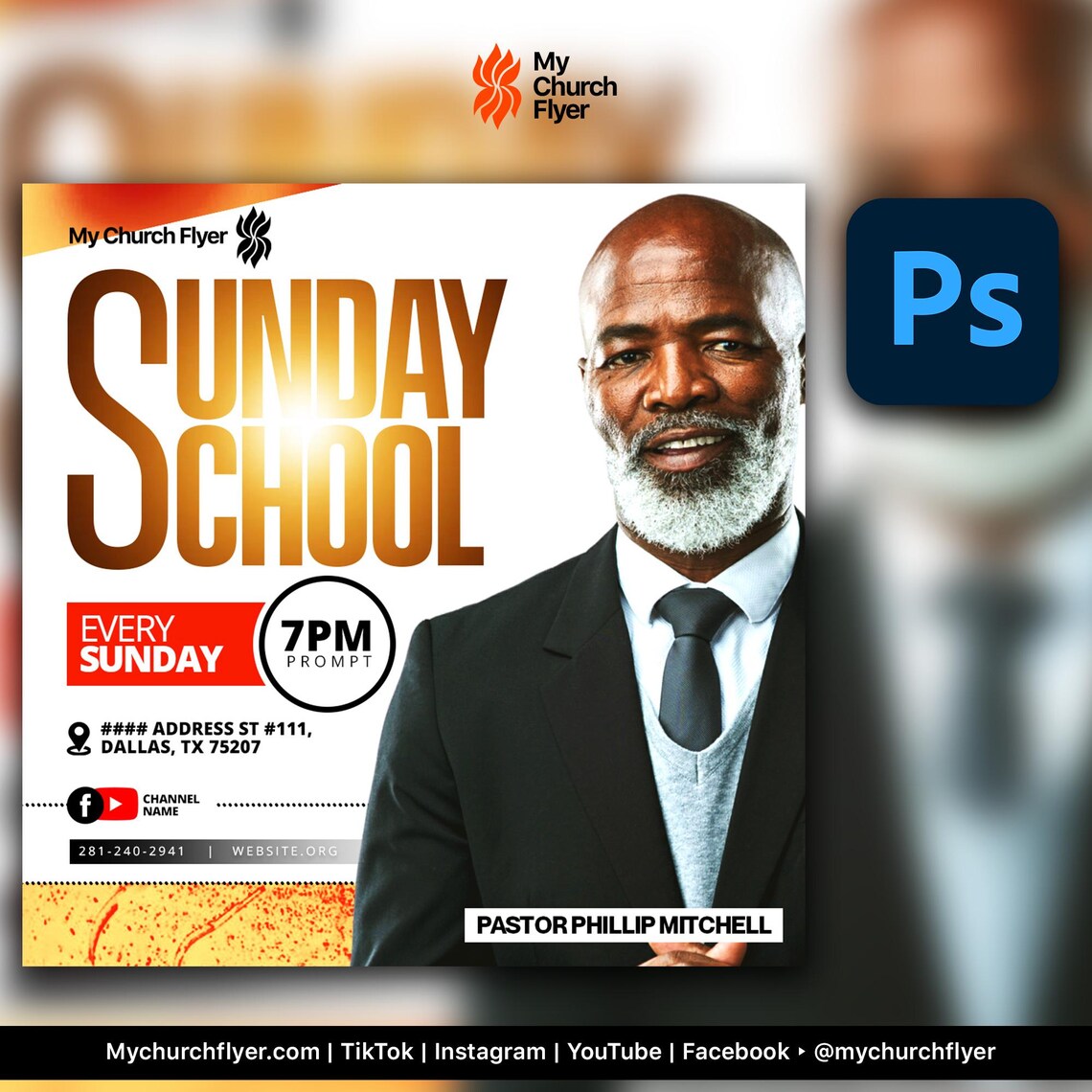 Editable Church Flyer Photoshop Template, Bible Study Church Flyer ...