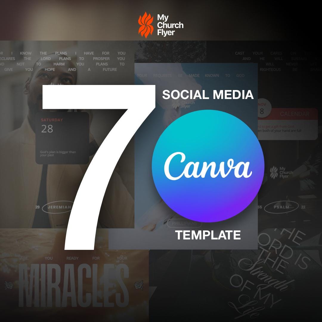 7 Social Media Canva Church Flyer Template – Editable Digital Template ...