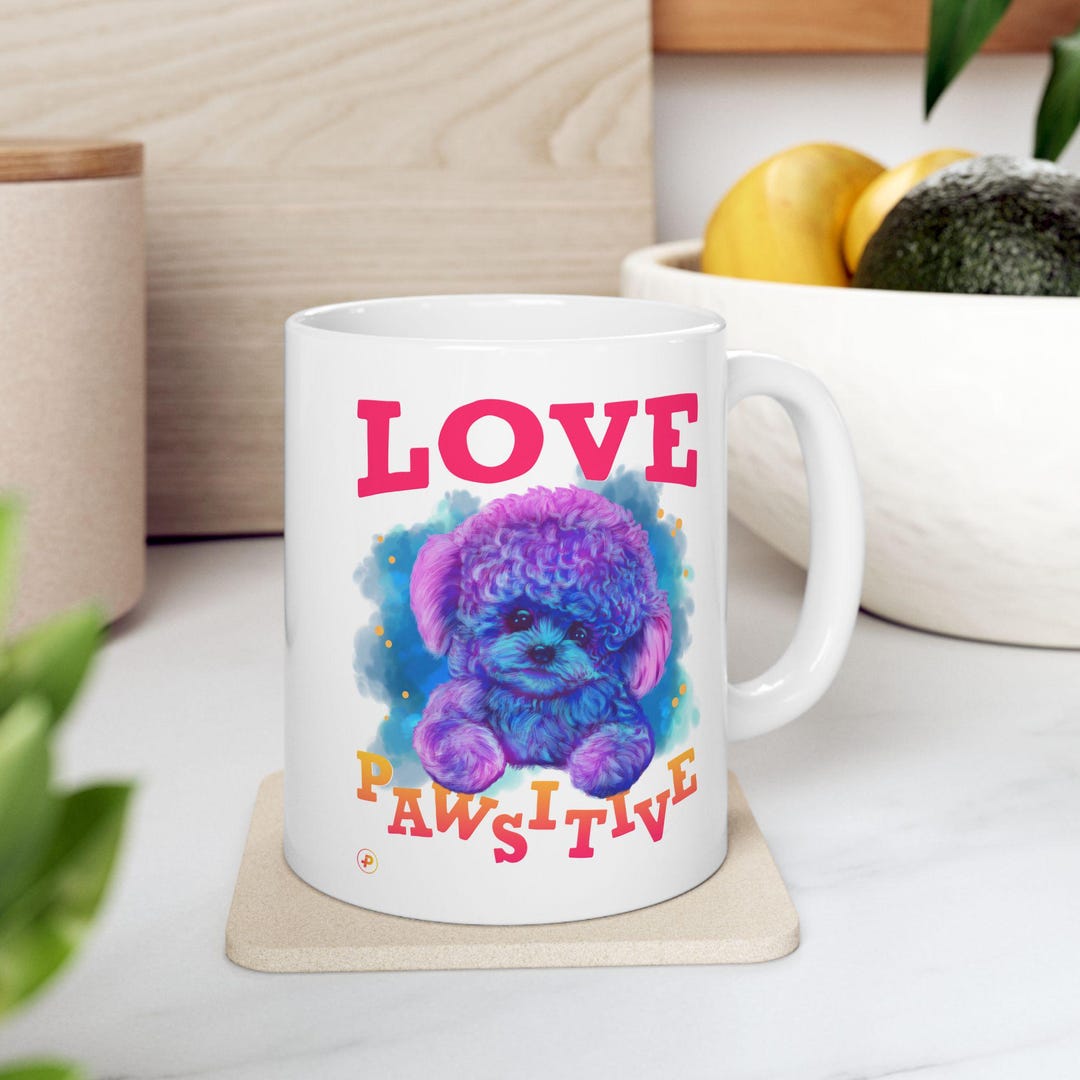 Love Pawsitive Mug Cute Puppy Coffee Cup, Dog Lover Gift, Christmas ...