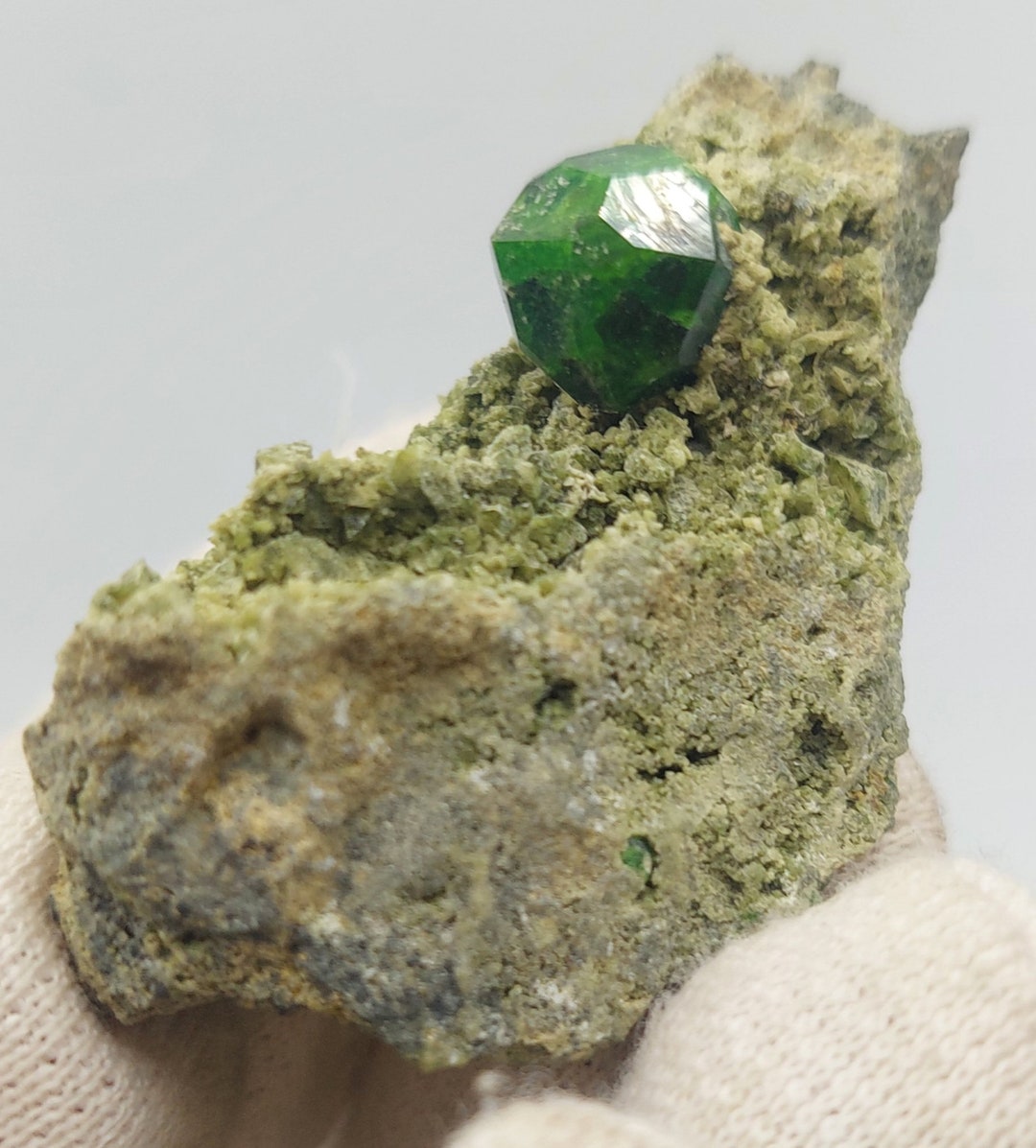 Demantoid Garnet Crystal on Matrix - Natural Crystal, Green Garnet ...