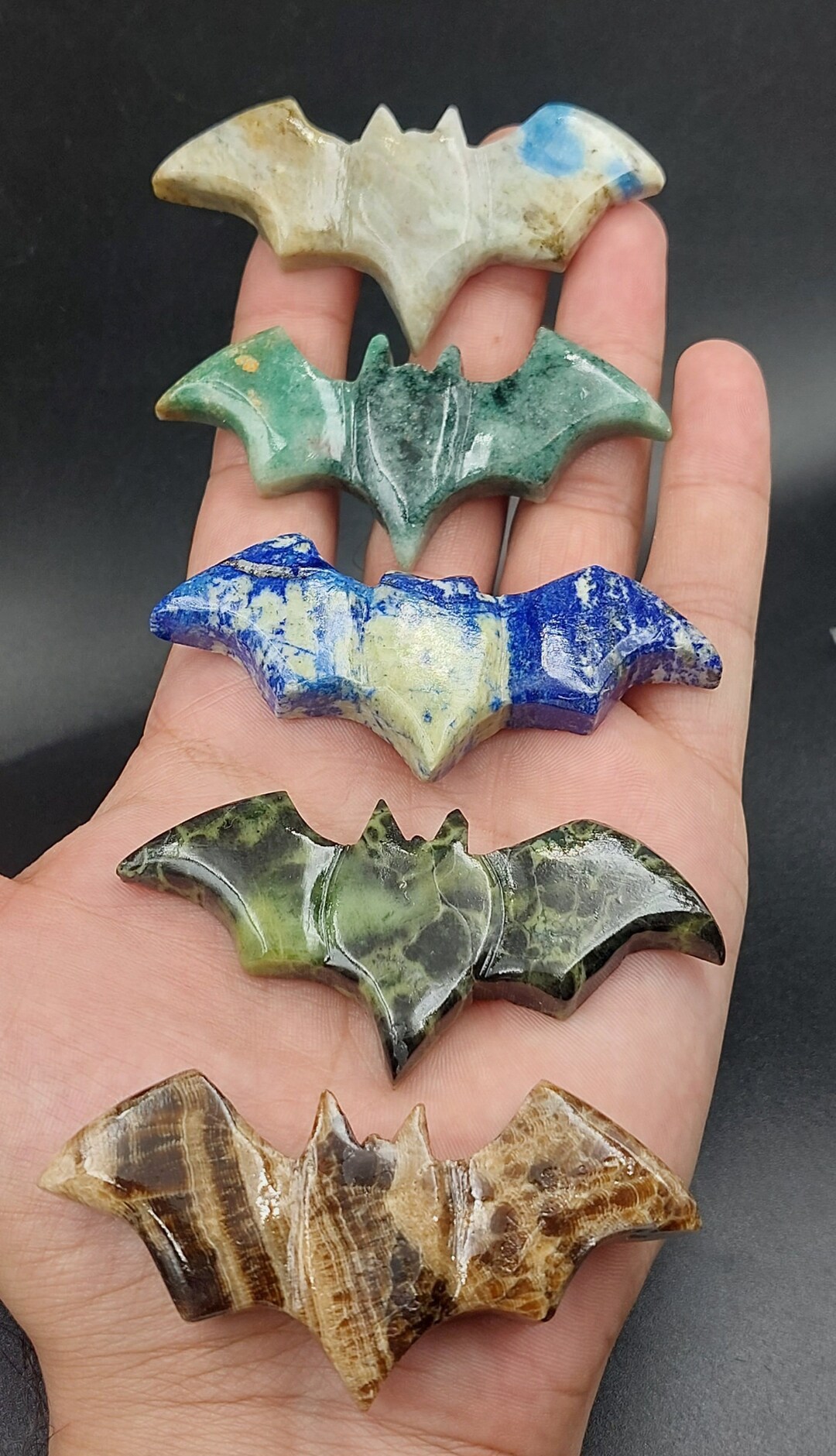 5 Pieces Set of Small Bats in Mixed Stones Natural Stone , K2 Stone ...