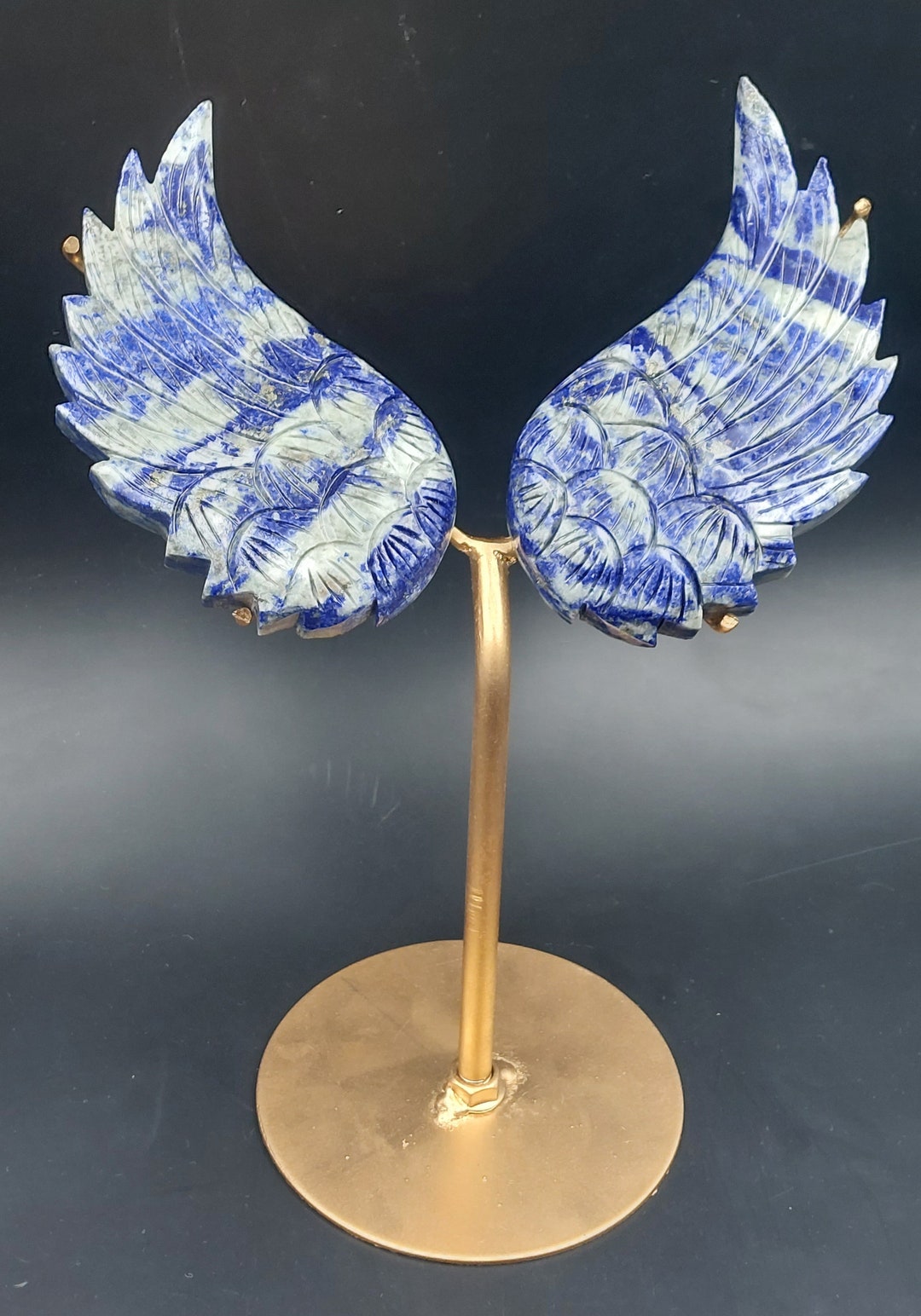 Set of Angel Wing in Lapis Lazuli Stone With Stand - Looking Good, for ...