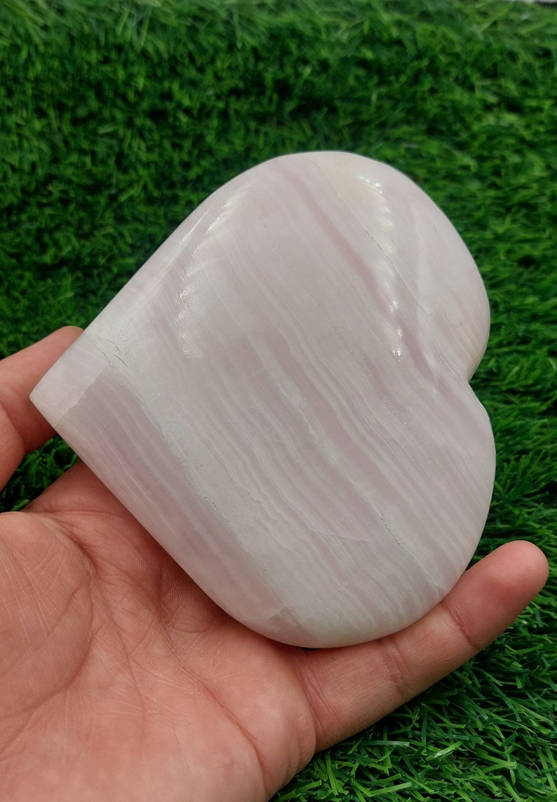 620 Gram Beautiful Pink Mangano Calcite Polished Heart Natural Crystal ...