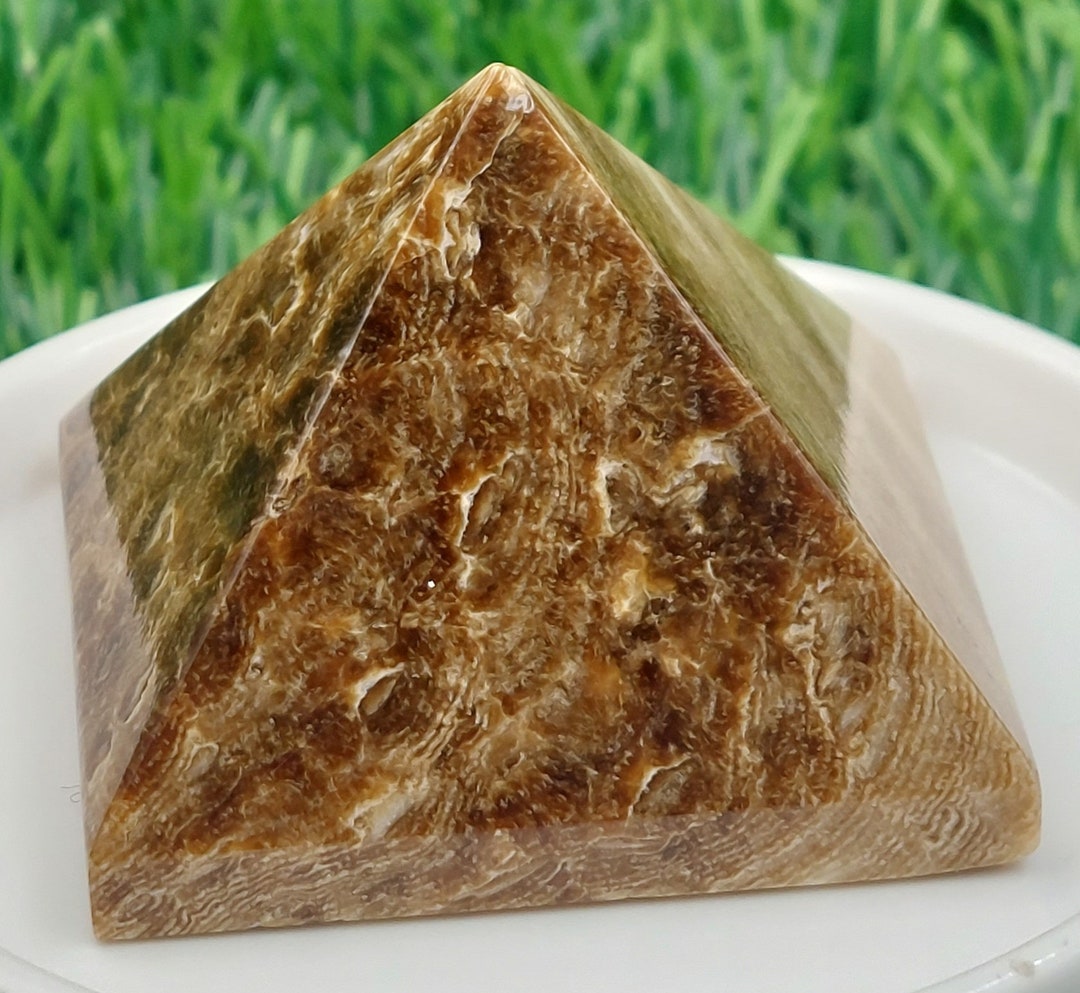 Pyramid in Chocolate Calcite Stone - Polished Pyramid, Home and Office ...