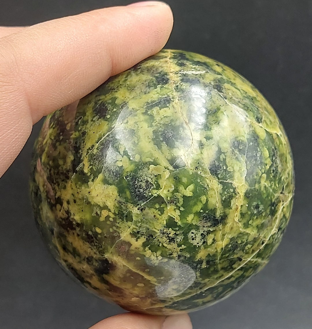 Beautiful Jungle Green Serpentine Sphere - Natural Stone Sphere ...
