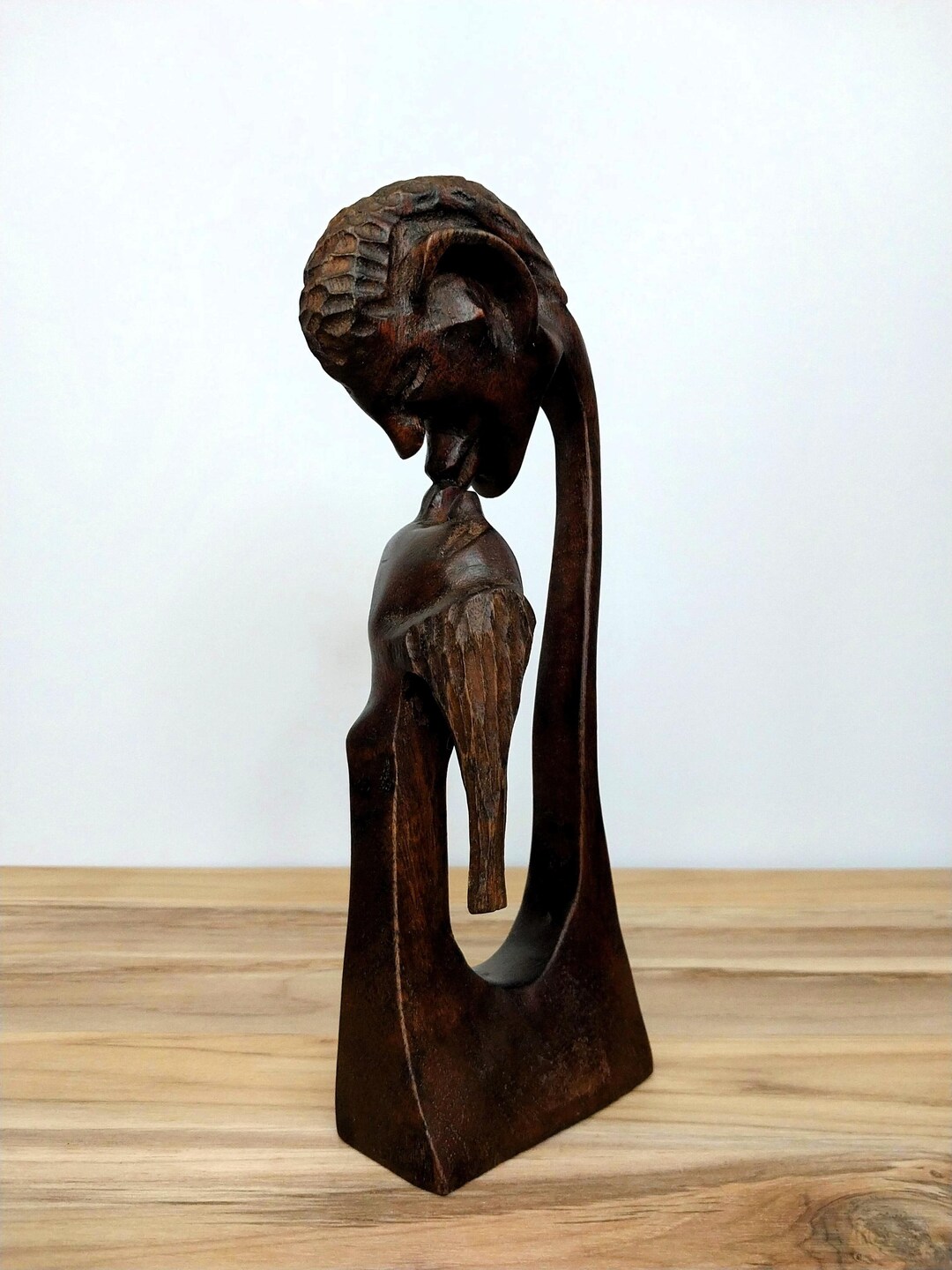 Small Hand Carved Wood Kissing Couple Sculpture Statue - Etsy