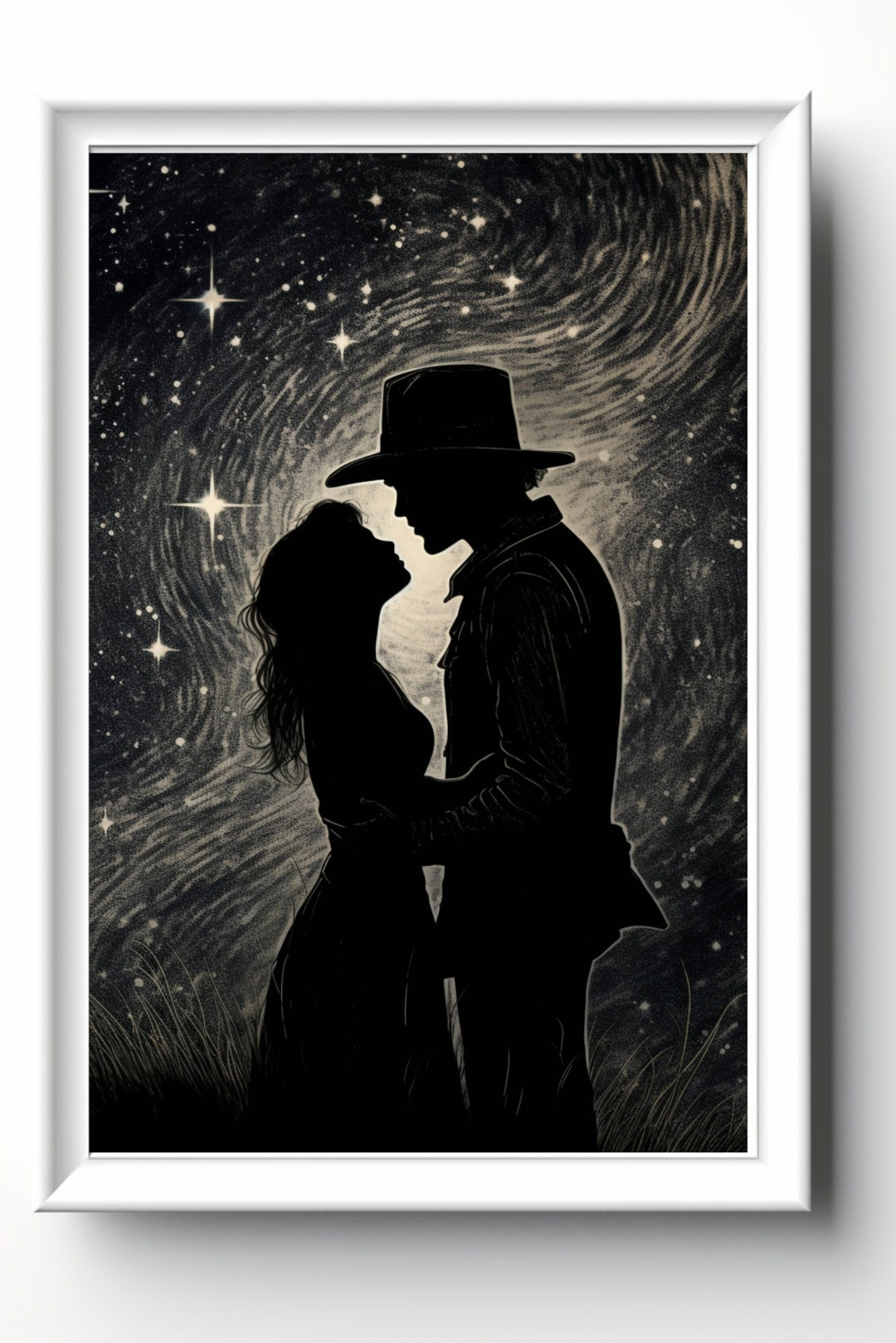 Moonlit Rendezvous – Jon Carling Inspired Cowboy and Cowgirl Art Print ...