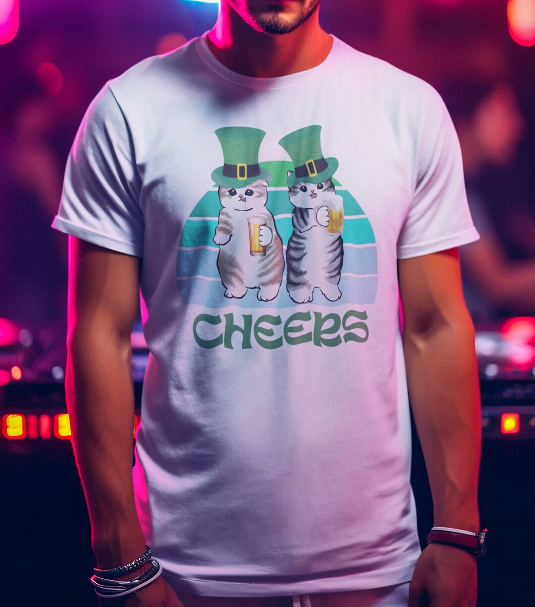 Cats Drinking Beer St. Patricks Day Tshirt, Fun St Patricks Day T-shirt ...