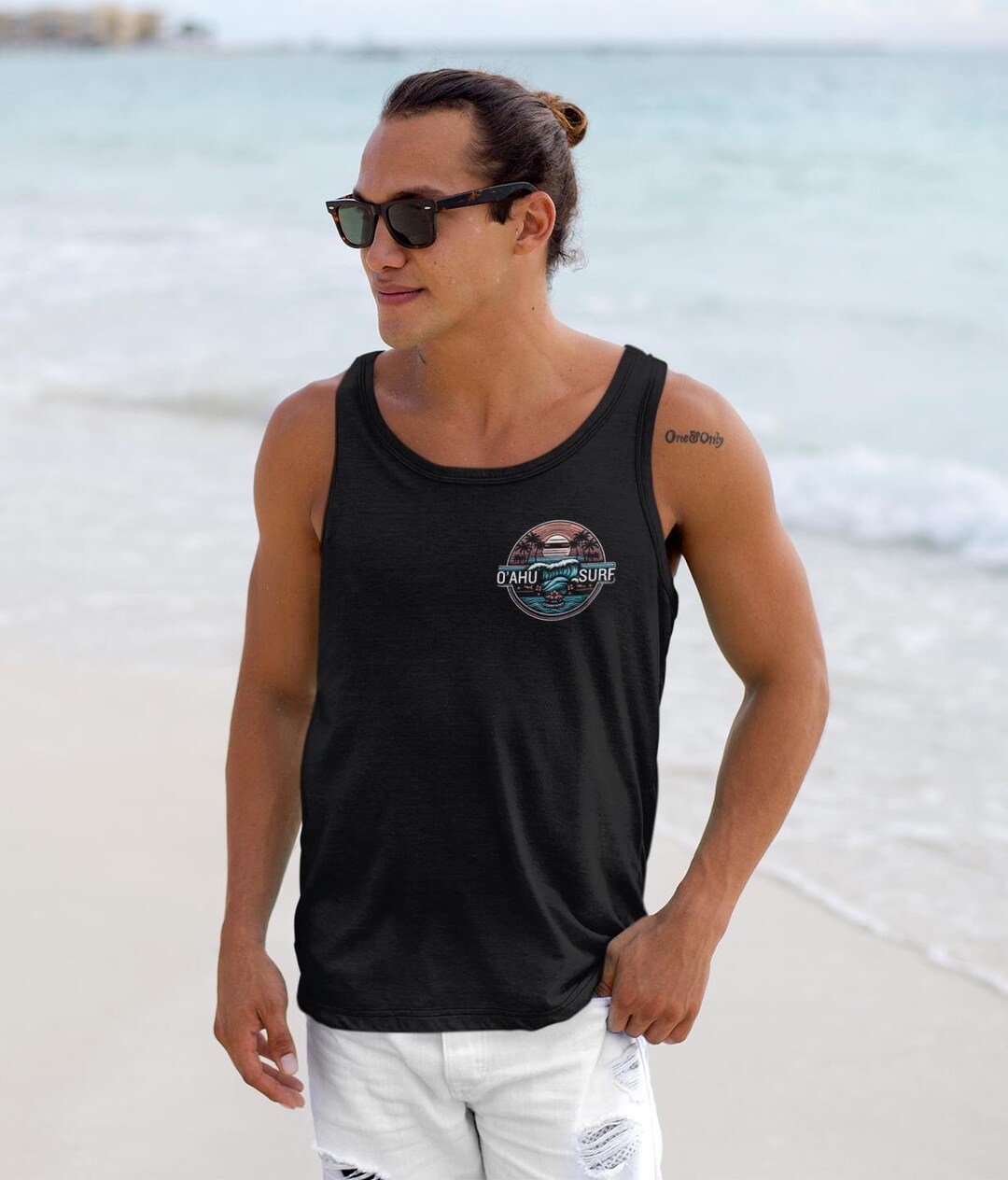 Men's Oahu Surf Tank Top: Ocean Wave Cotton Beach Shirt - Etsy