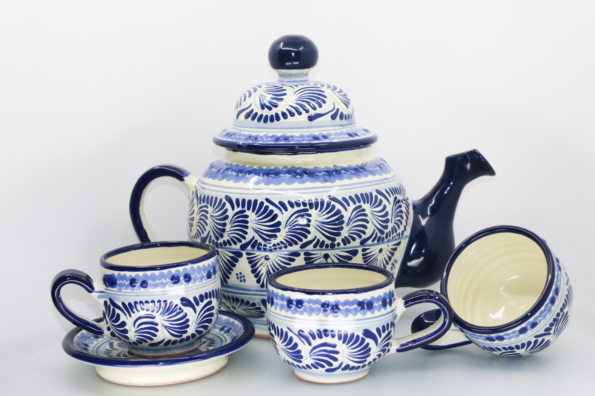 Talavera Elegance: 15-piece Tea Set, Handcrafted in Puebla, Mexico Tea ...