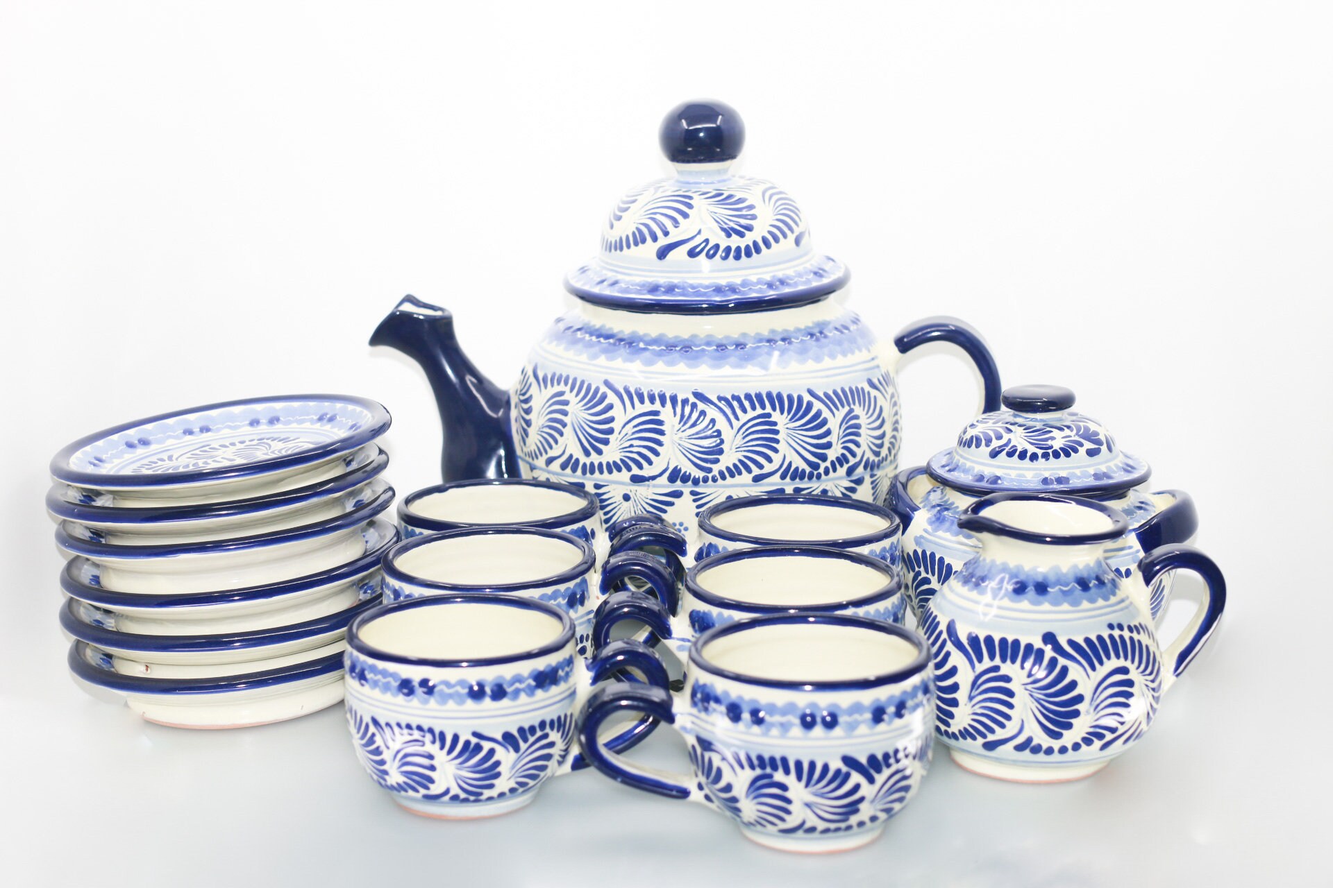 Talavera Elegance: 15-piece Tea Set, Handcrafted in Puebla, Mexico Tea ...