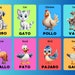 Flash Cards Animal Words, Learn English-spanish Words, Printable Cards ...