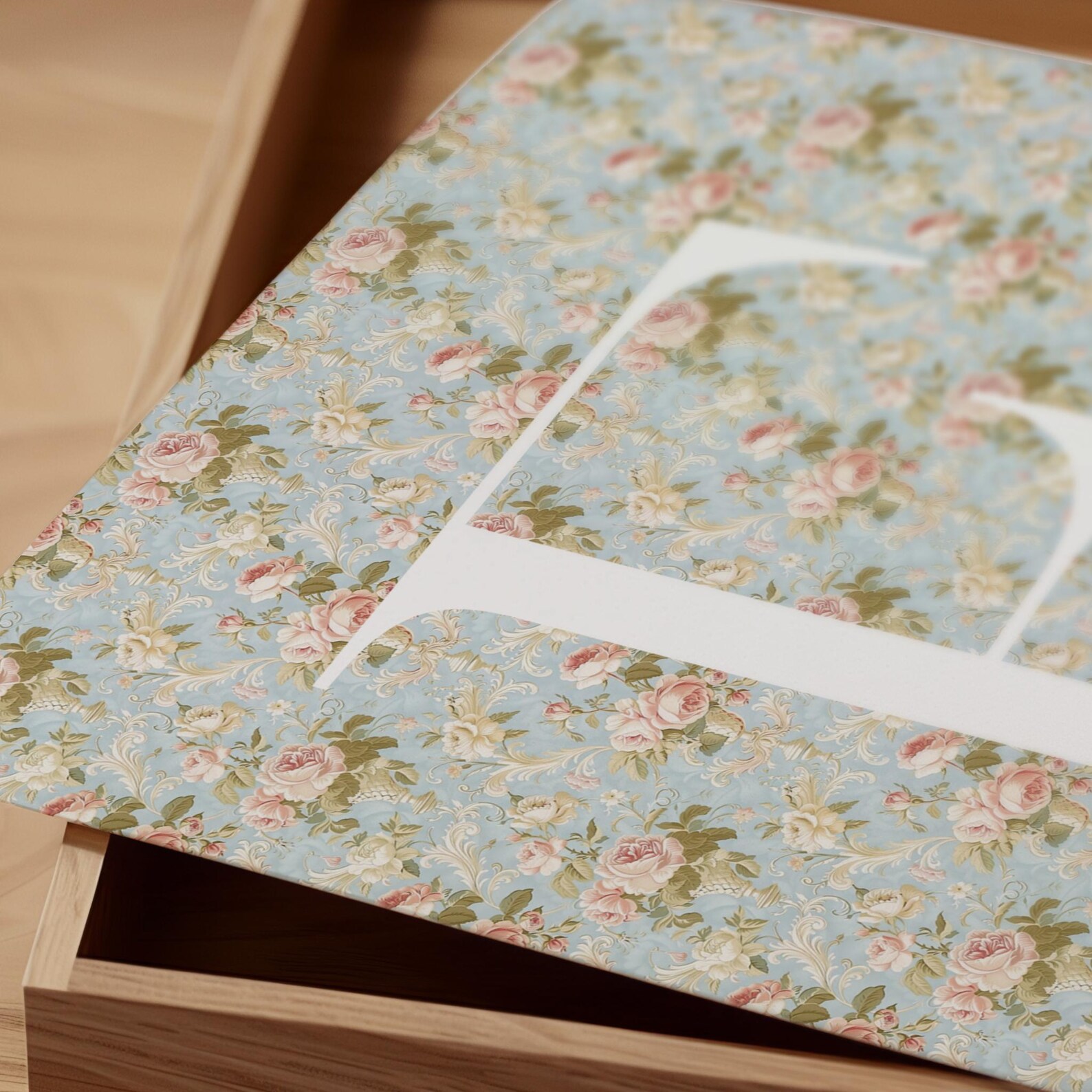 Custom Initial Light Blue Pink Roses French Coquette Style Toile Print ...