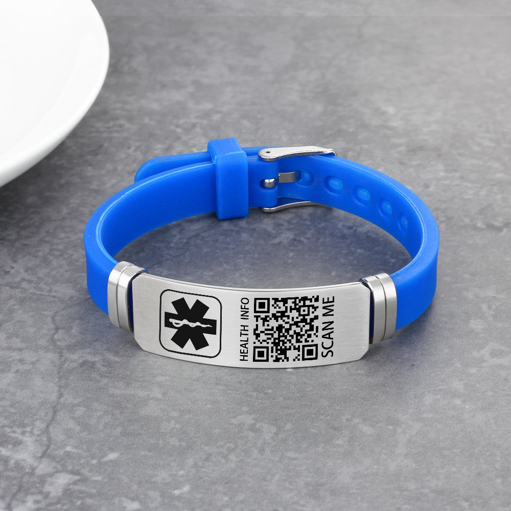 Custom QR Code Medical Alert Bracelet silicone Medical - Etsy