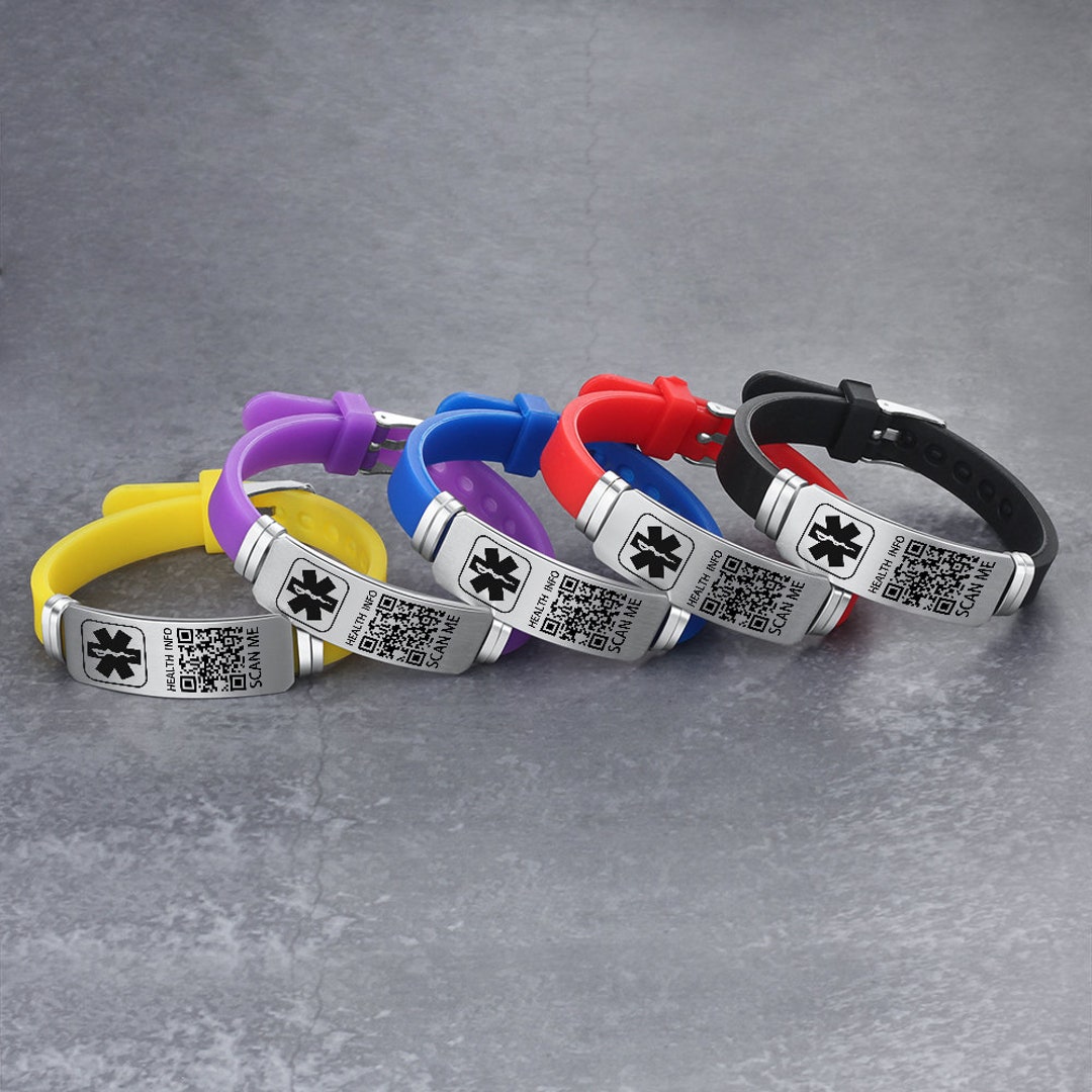 Custom QR Code Medical Alert Bracelet silicone Medical - Etsy