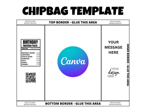 Chip Bag Template, Chip Bag Wrapper, Chip Bag Party Favor, Chip Bag ...
