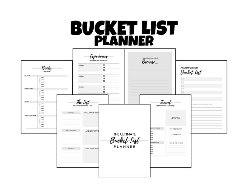 Bucket List Planner Template, Bucket List Template, Editable Planner ...