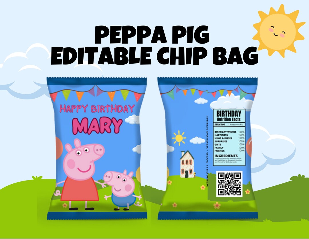 Editable Chip Bag Template for Kids Girls, Party Favor Editable Chip ...
