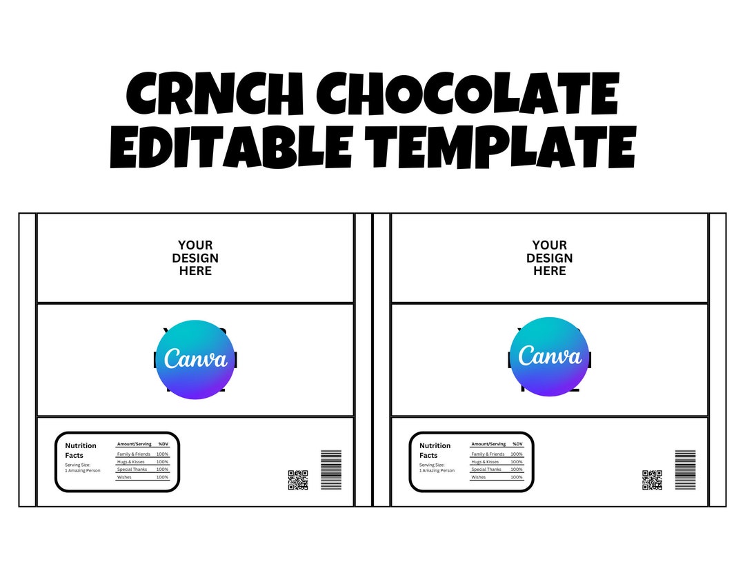 Chocolate Bar Wrapper Blank Editabletemplate, Chocolate Wrapper, Custom ...
