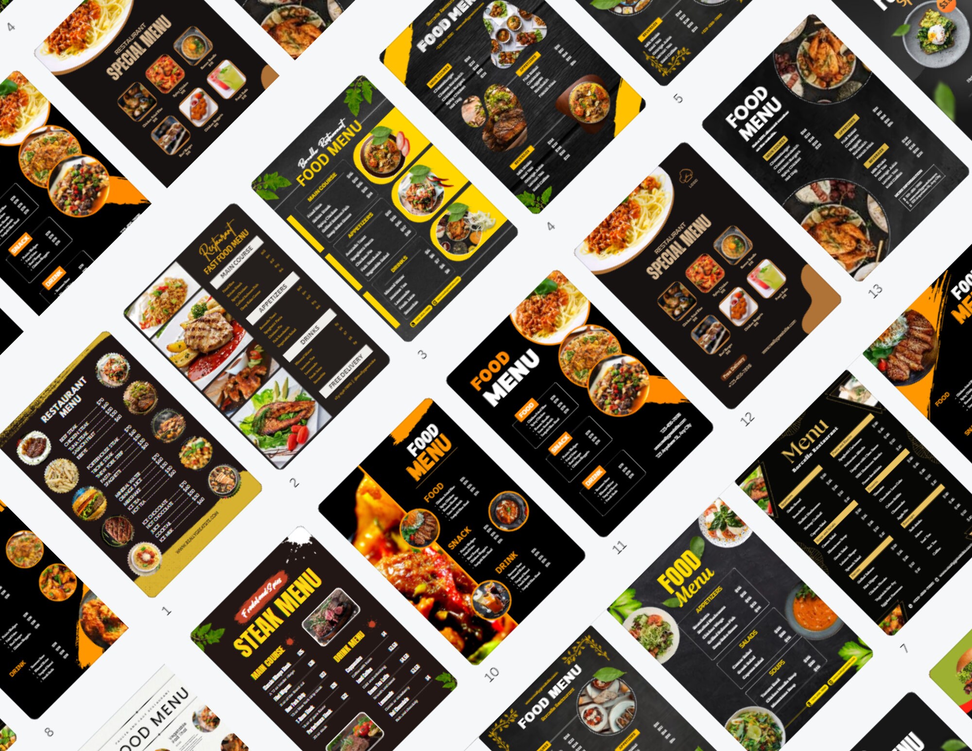 Food Menu Canva Editable Template Bundle, Food Menu Template ...