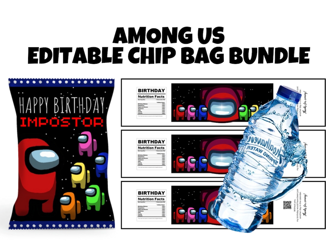 Amongus Editable Chip Bag Template, Among Us Birthday Party Favor ...