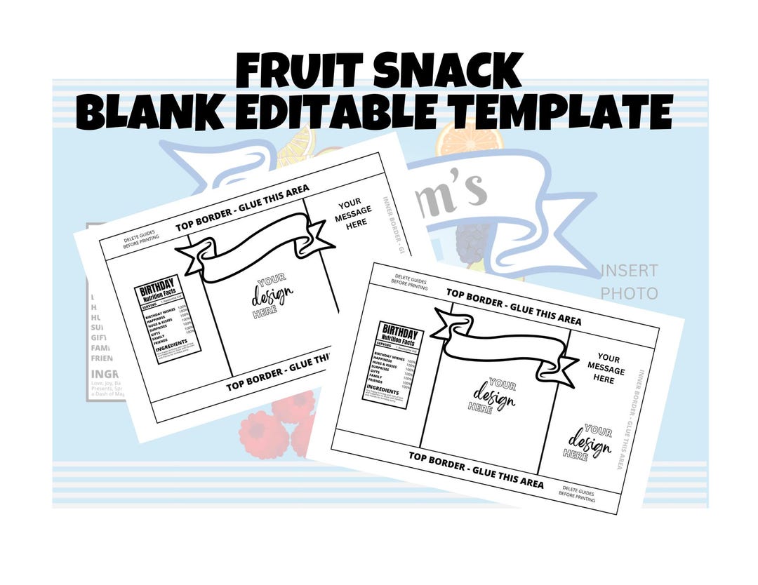 Fruity Snack Blank Editable Template, Fruity Snack Template, Custom ...