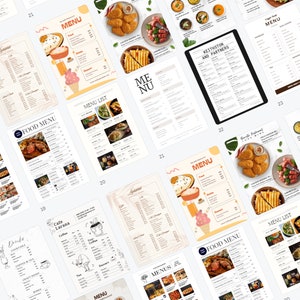 Food Menu Canva Editable Template Bundle, Food Menu Template ...