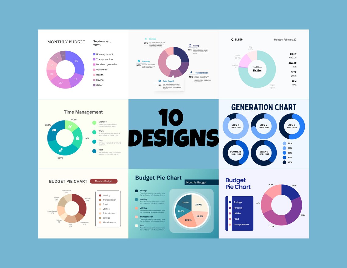 Pie Chart Template Bundle, Editable Pie Chart Template, Infographics ...