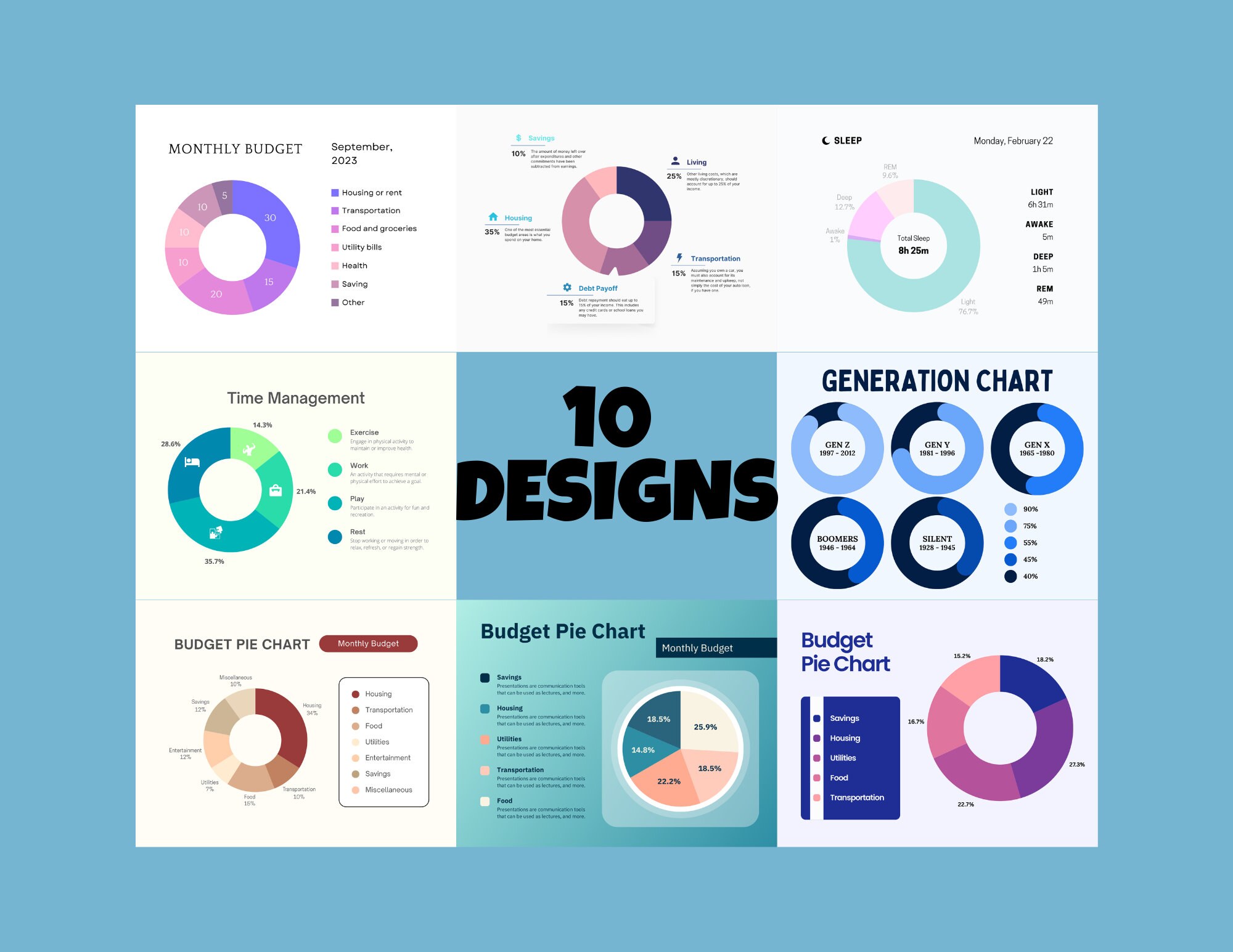 Pie Chart Template Bundle, Editable Pie Chart Template, Infographics ...