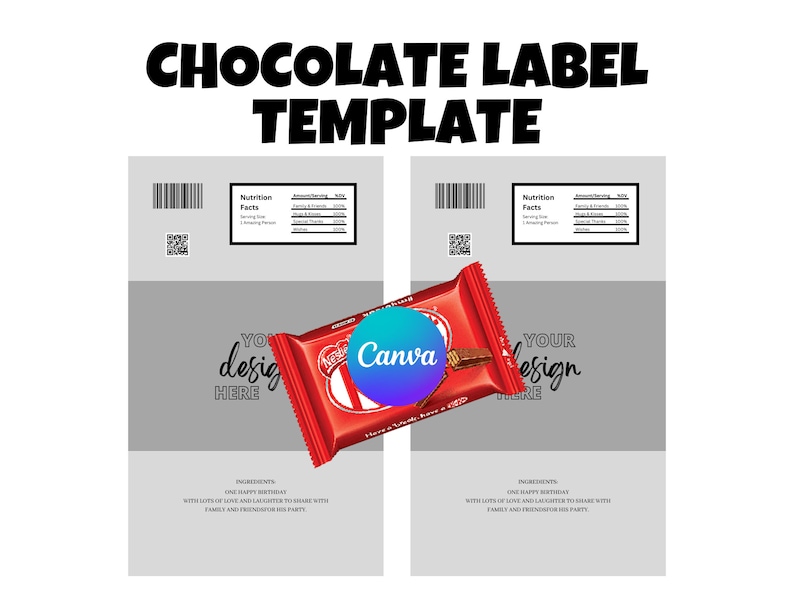 Chocolate Wafer Editable Template, Chocolate Bar Template, Chocolate ...