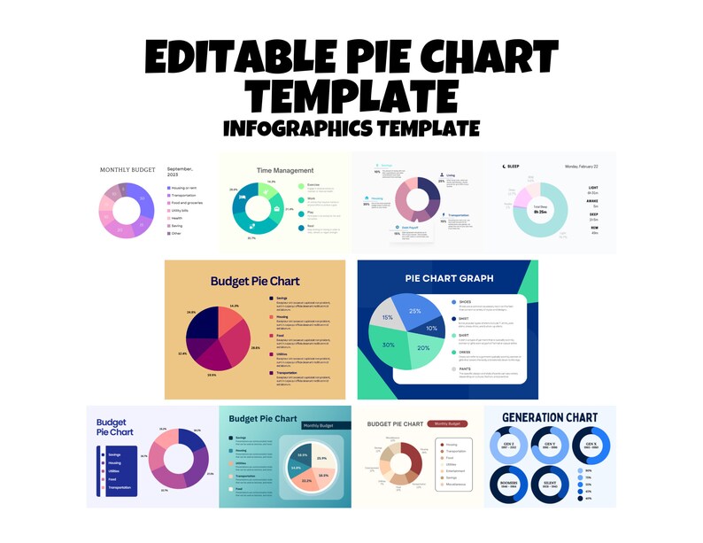 Pie Chart Template Bundle, Editable Pie Chart Template, Infographics ...