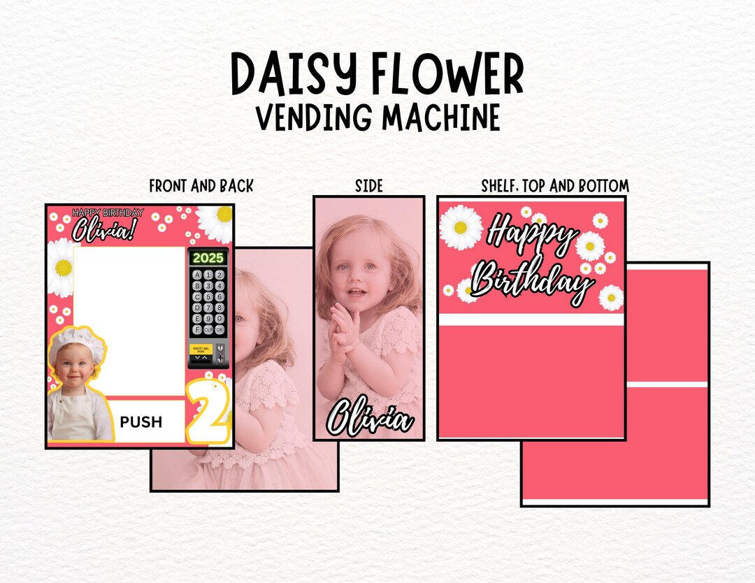 Daisy Birthday Theme Vending Machine, Custom Vending Machine, Daisy Vending Machine, DIY Vending ...