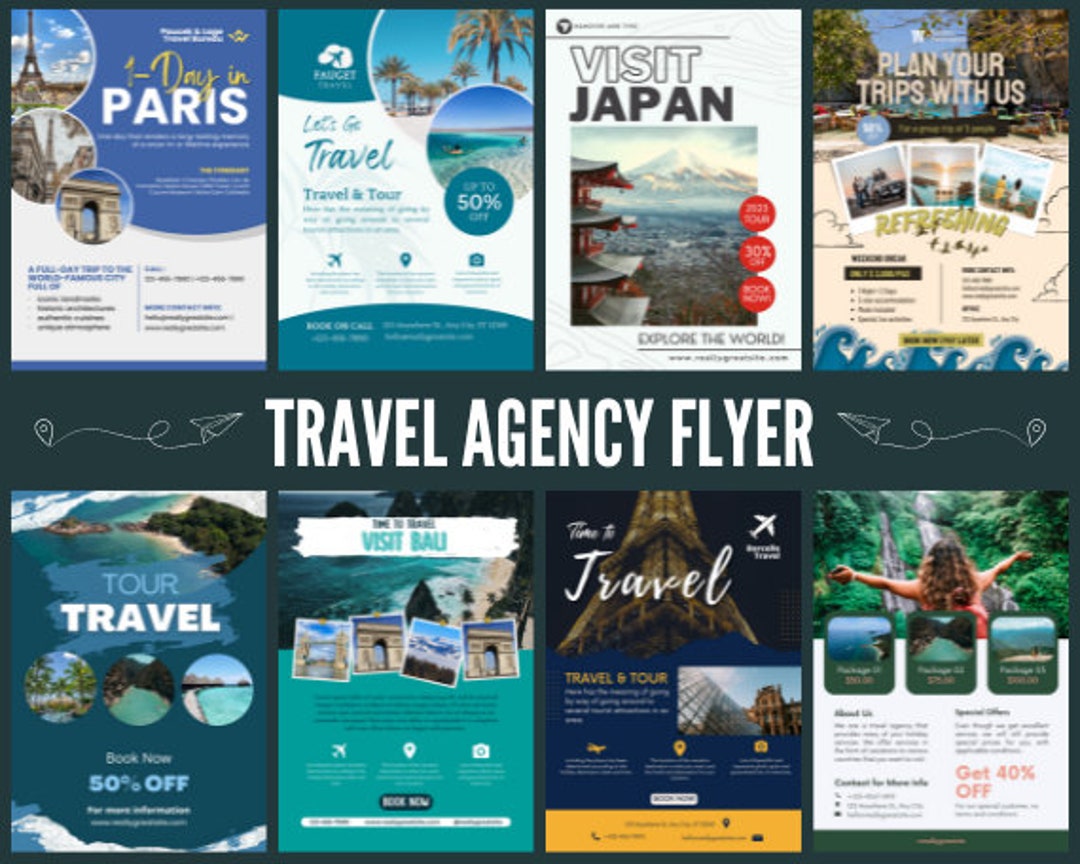 Travel Agency Flyer Editable Template Bundle, Travel Agency Flyer ...