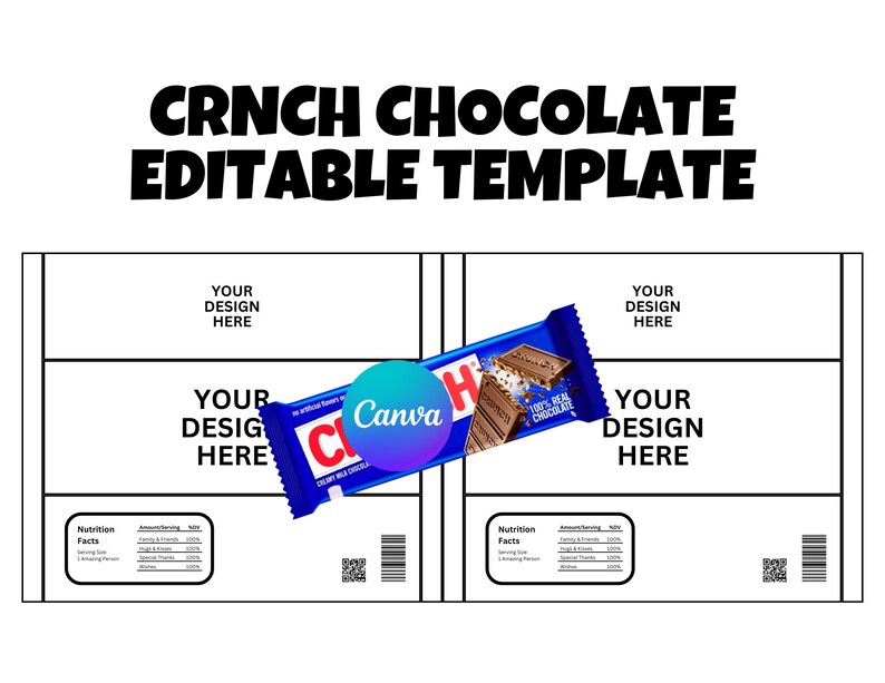 Chocolate Bar Wrapper Blank Editabletemplate, Chocolate Wrapper, Custom ...