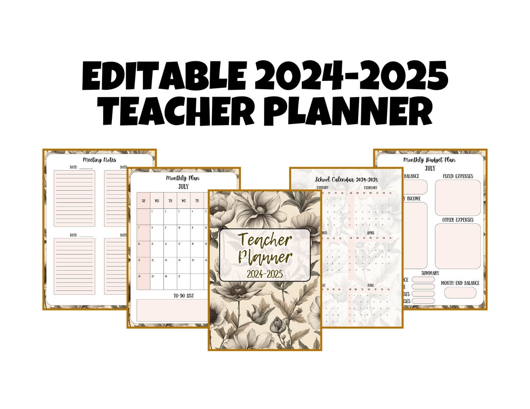 Editable Teacher Planner, 2024-2025 Teacher Planner, A4 Size Teacher ...