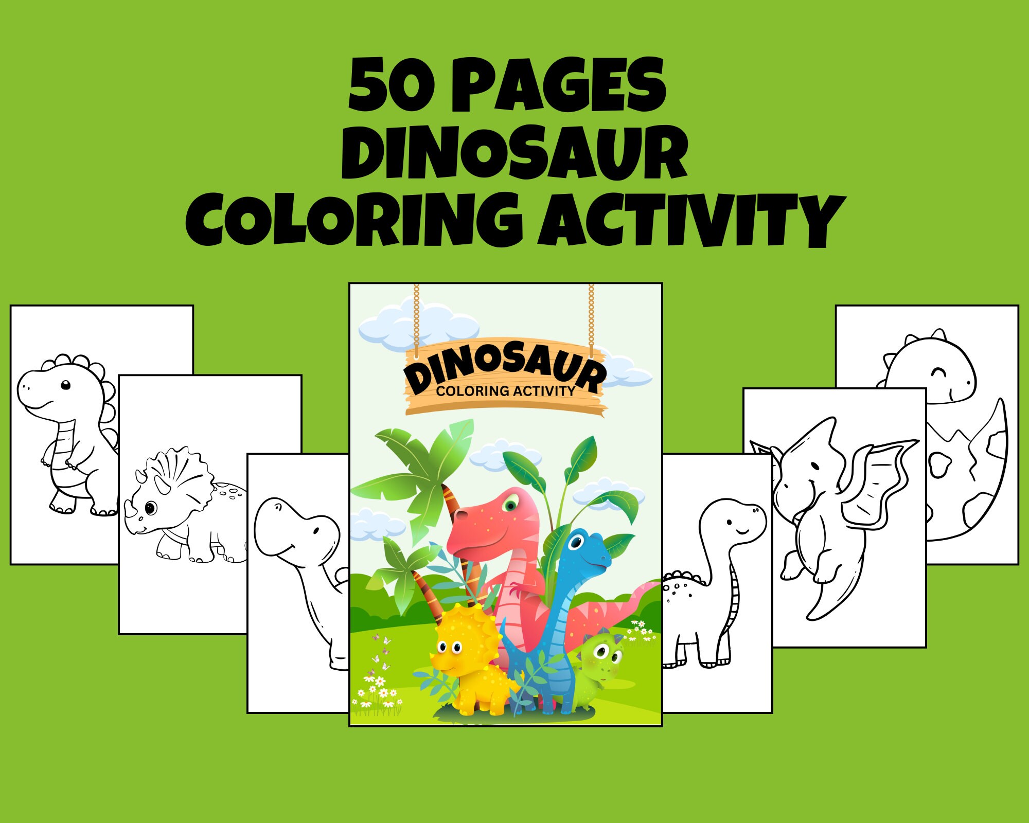 Dinosaur Coloring Activity for Kids, Busy Books for Kids, Ready to ...