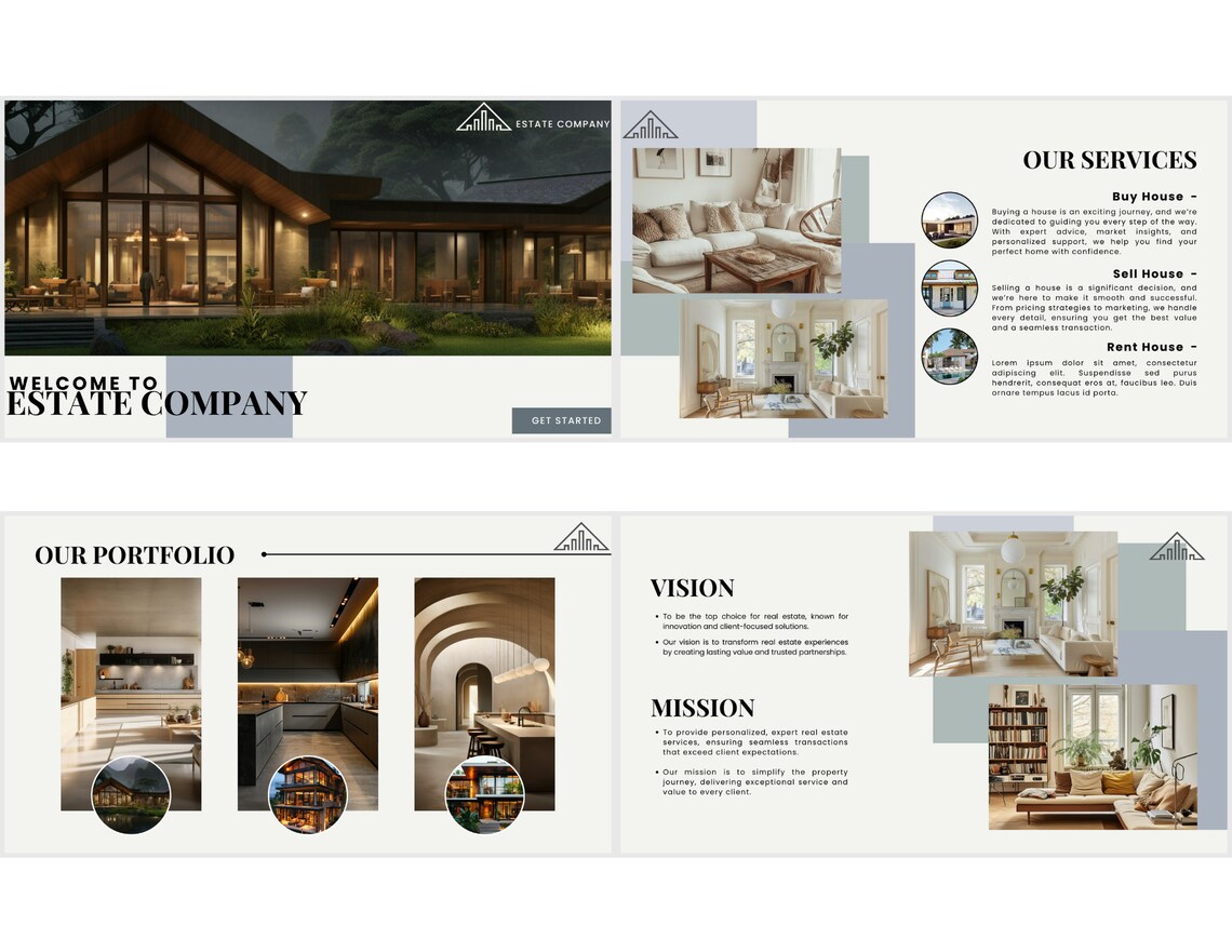 Real Estate Presentation Editable Template, Real Estate Portfolio ...