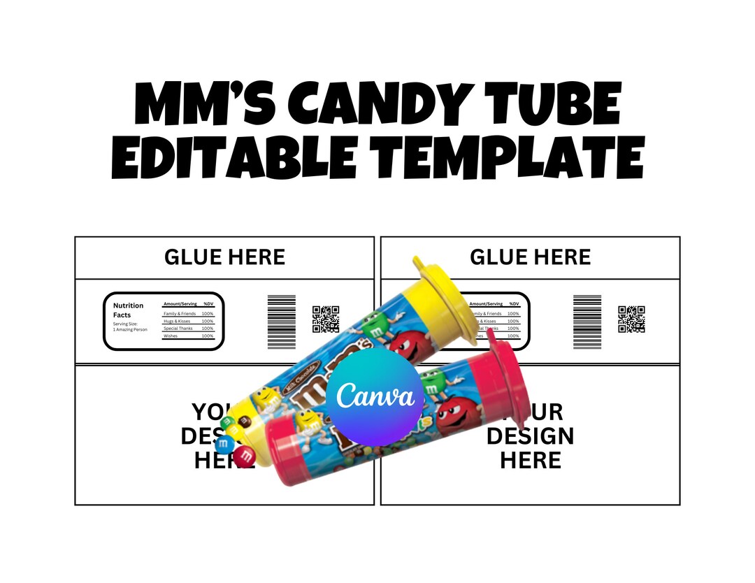 M&ms Tube Editable Template, Tube Canister Chocolate Template, Custom ...