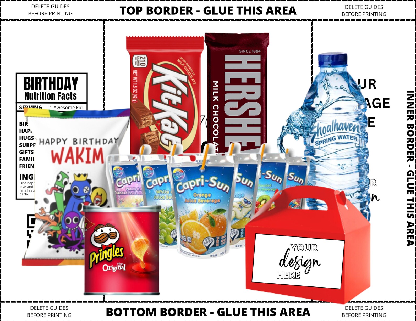 Party Label Bundle Combo, Chip Bags, Water Bottle Label, Chocolate Bar ...