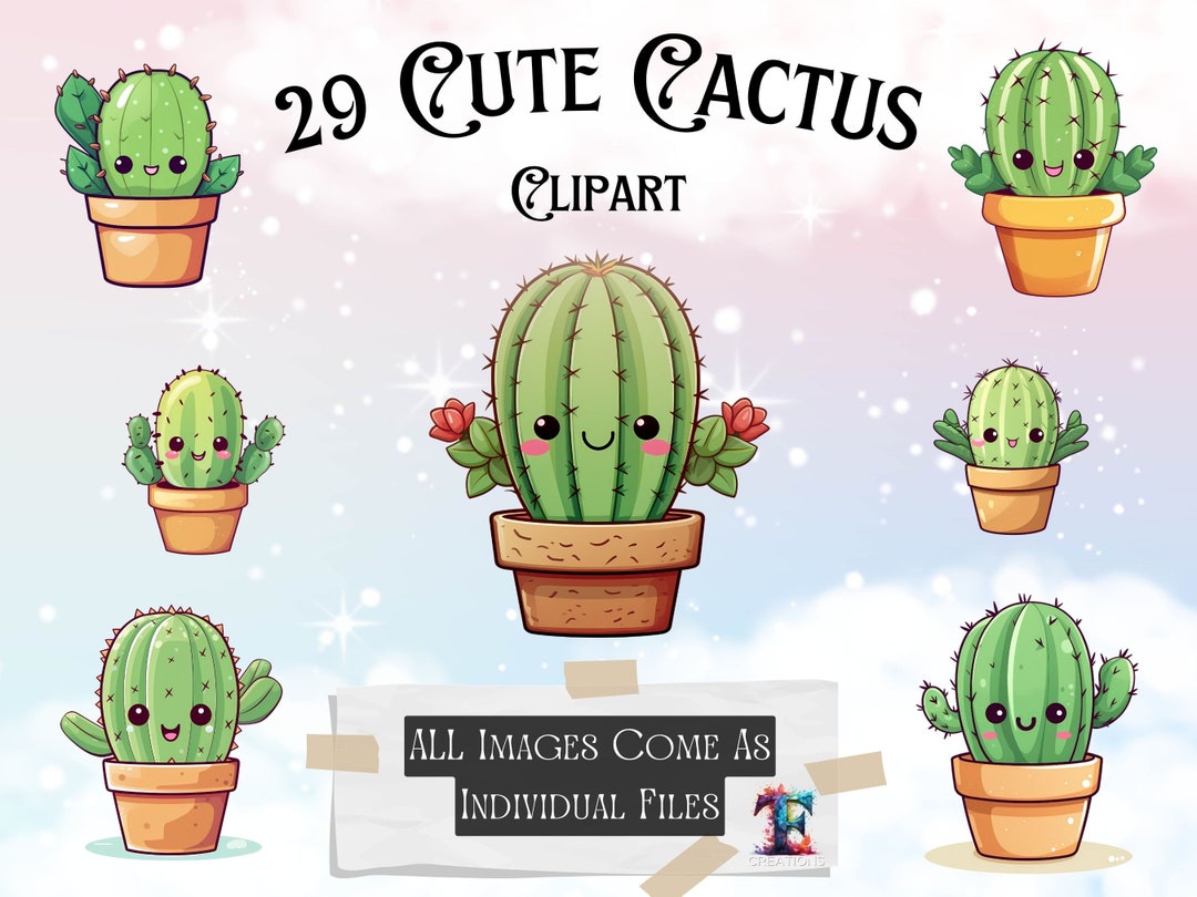 29 Cute Cactus Clipart, Cactus Graphics, Cactus Clipart Bundle, Cactus ...