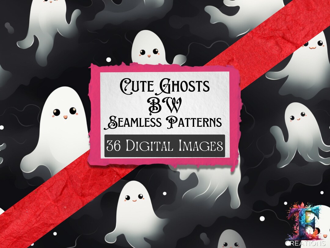 36 Cute Ghosts 1, Seamless Halloween Ghosts, Seamless Ghosts for ...