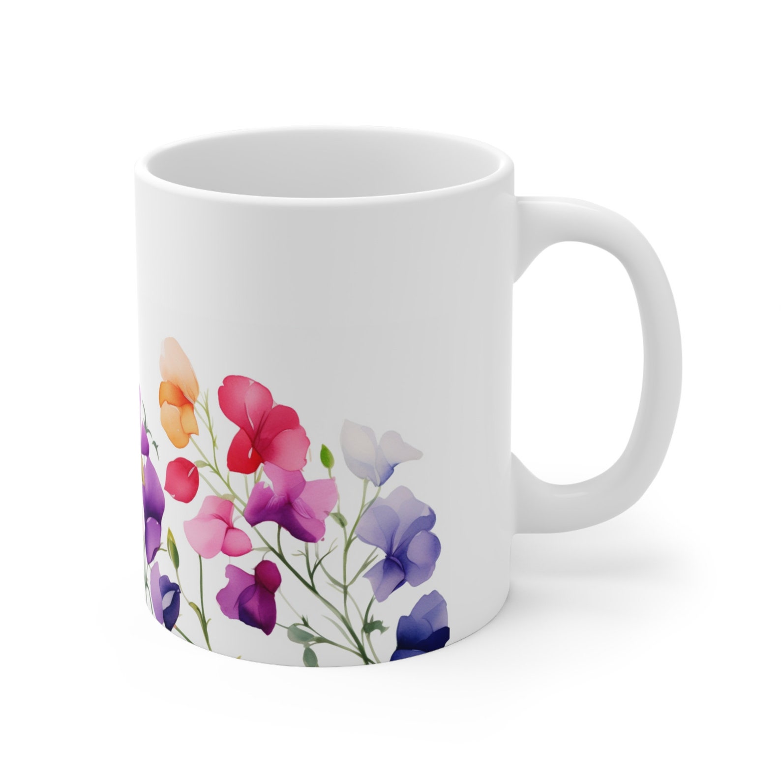 Sweet Pea Mug, Lovely Gift, Colorful Sweet Pea Mug, Watercolor Sweet ...