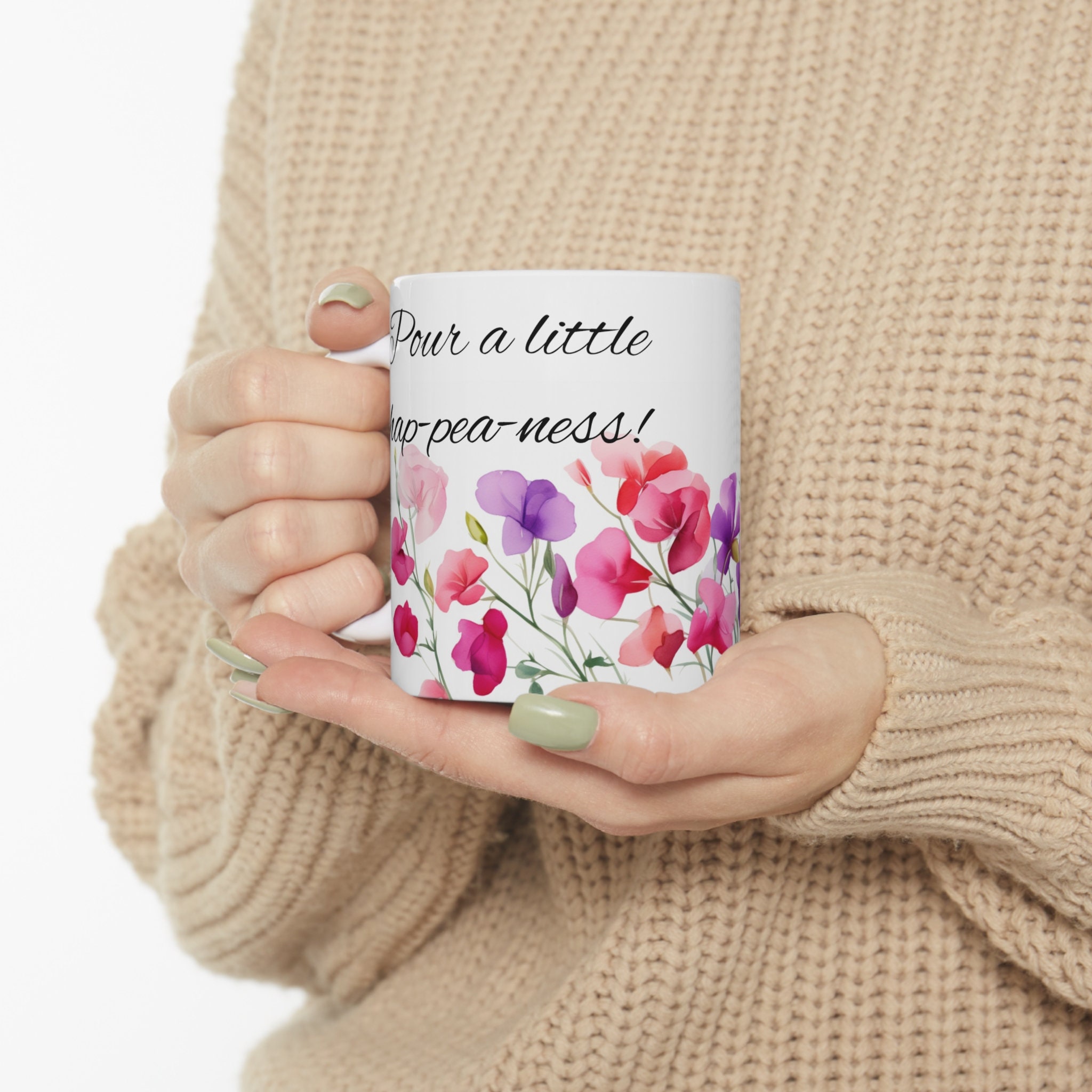 Sweet Pea Mug, Lovely Gift, Colorful Sweet Pea Mug, Watercolor Sweet ...