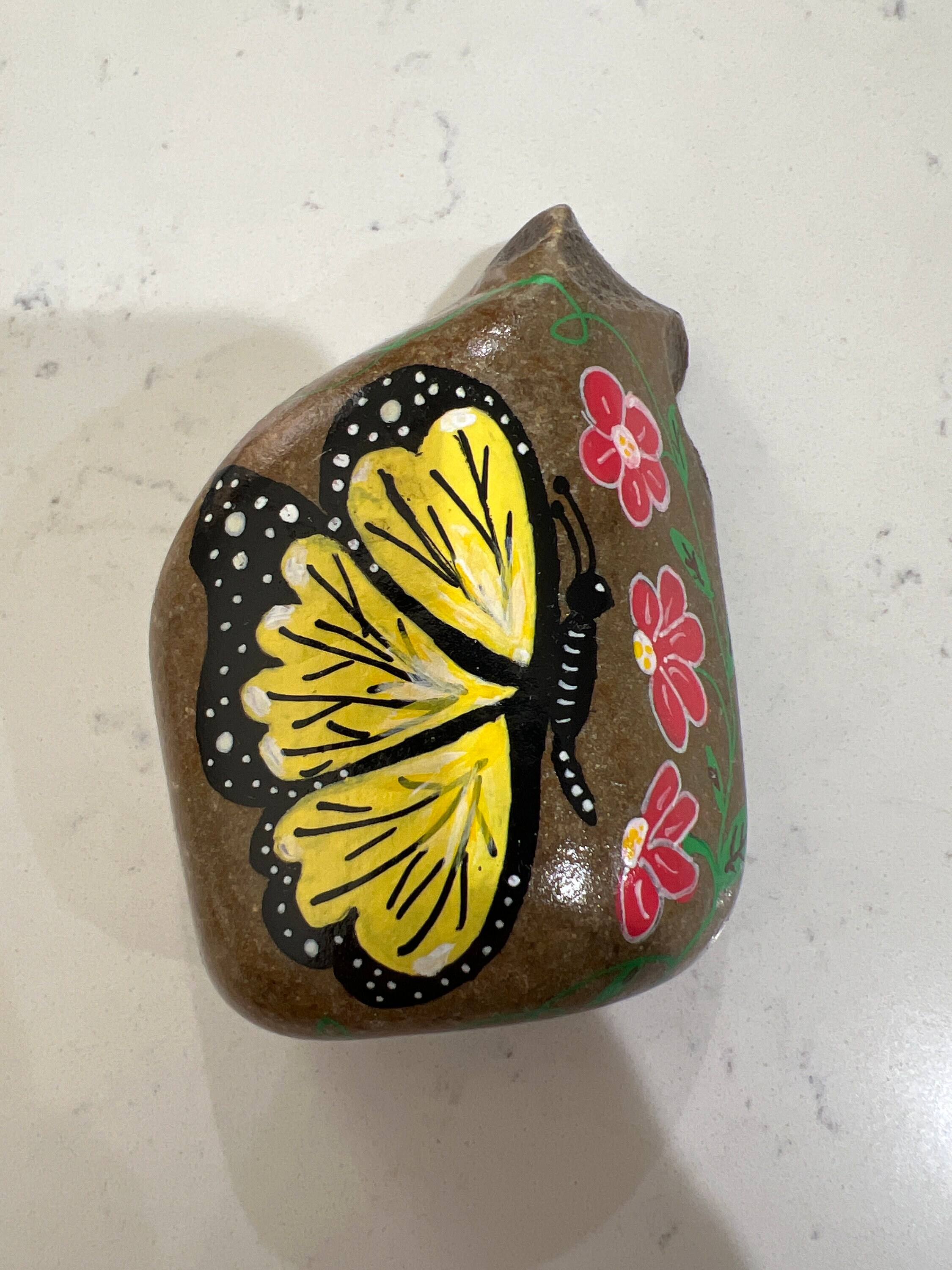 Hand Painted Rock Monarch Butterfly/paperweight - Etsy