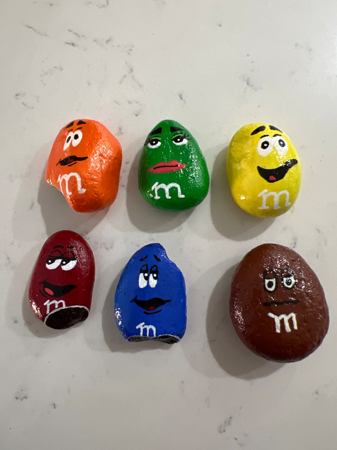 Hand Painted Rock Set of 6 M&ms - Etsy