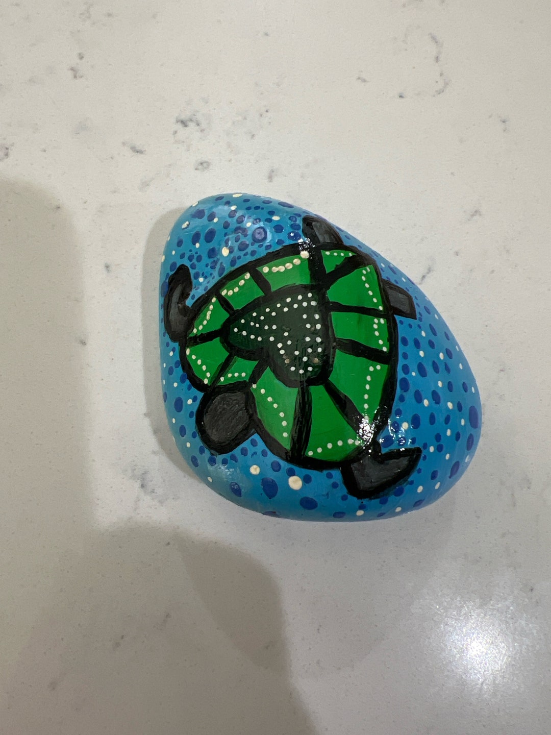 Hand Painted Rock in Acrylic. Sea Turtle - Etsy